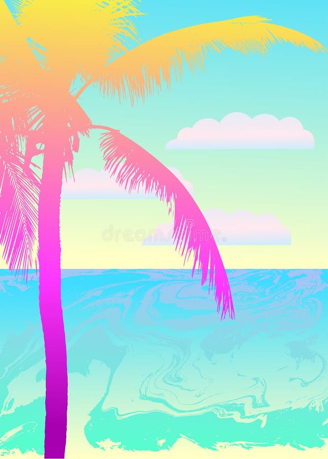 Summer Gradient Silhouette Palm Tree Leaf Background. Vector ...