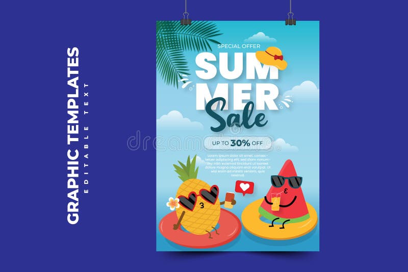 Summer Graphic Template Editable Stock Vector - Illustration of element ...