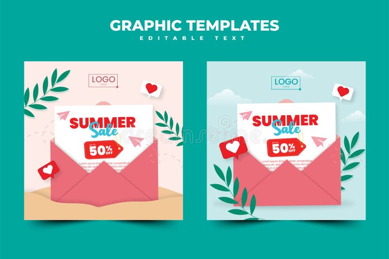 Summer Graphic Template Editable Simple and Elegant Design Stock Vector ...