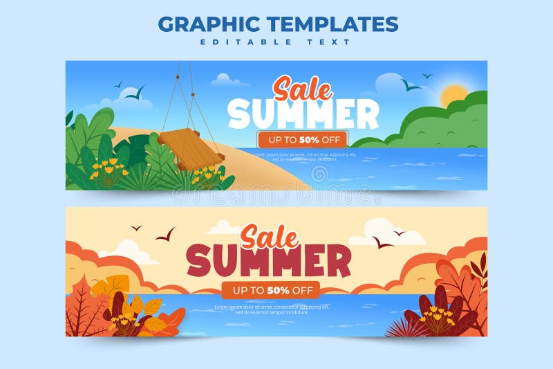 Summer Graphic Template Editable Simple and Elegant Design Stock Vector ...