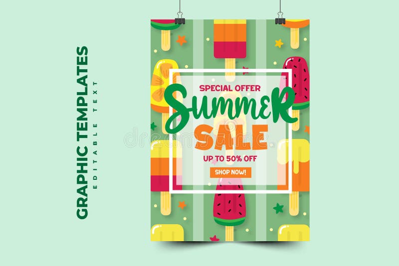 Summer Graphic Template Editable Simple and Elegant Design Stock Vector ...