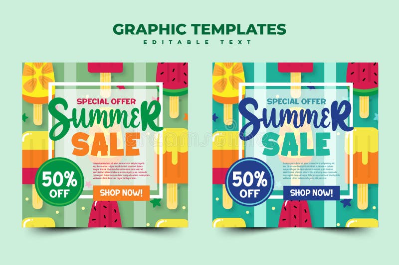 Summer Graphic Template Editable Simple and Elegant Design Stock ...