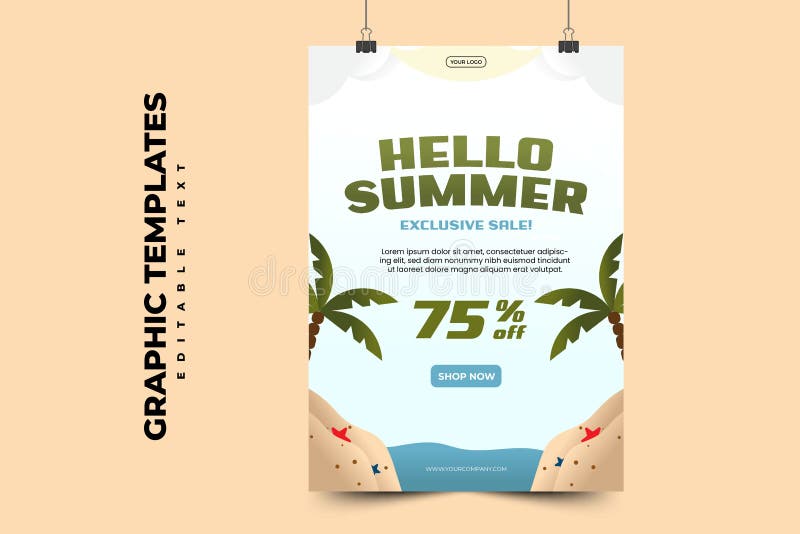 Summer Graphic Template Editable Simple and Elegant Design Stock Vector ...