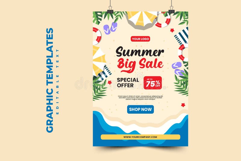 Summer Graphic Template Editable Simple and Elegant Design Stock Vector ...