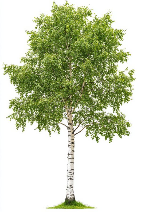 Summer Green Birch Tree Isolated Cut Out White Background Stock Photos ...