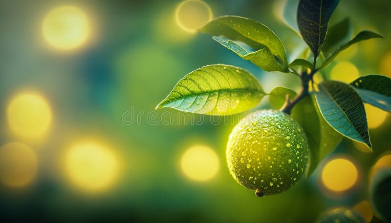 Summer Green Garden with Lemon Background. Stock Illustration ...