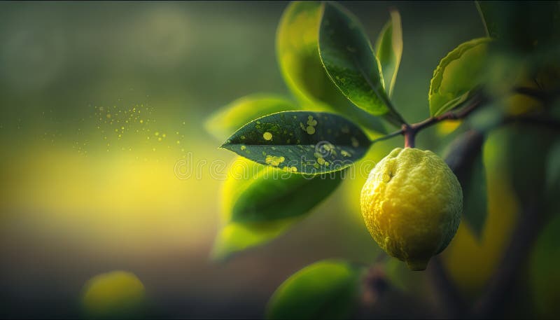 Summer Green Garden with Lemon Background. Stock Illustration ...
