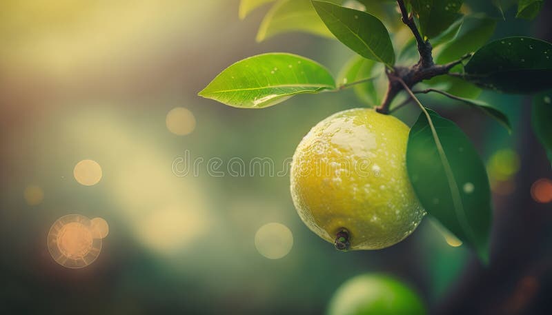 Summer Green Garden with Lemon Background. Stock Illustration ...