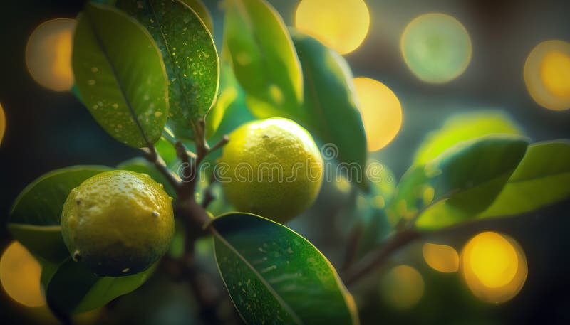 Summer Green Garden with Lemon Background. Stock Illustration ...