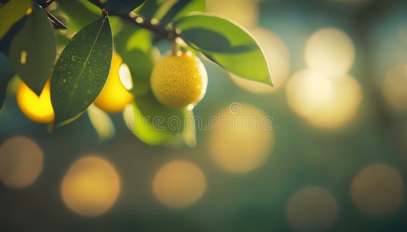 Summer Green Garden with Lemon Background. Stock Illustration ...
