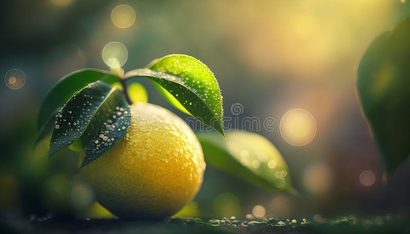 Summer Green Garden with Lemon Background. Stock Illustration ...