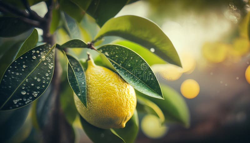 Summer Green Garden with Lemon Background. Stock Illustration ...