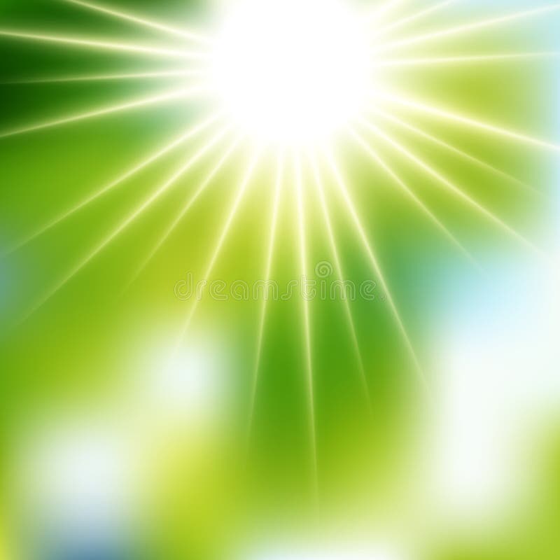 Summer Green Sunshine Soft Focus Burst Vector Blurred Radiant Sun Rays ...