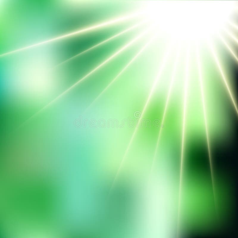 Summer Green Sunshine Soft Focus Burst Vector Blurred Radiant Sun Rays ...