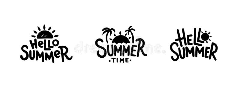 Summer Hand Drawn Vector Illustrations, Emblems, Badges, Labels, Logos ...
