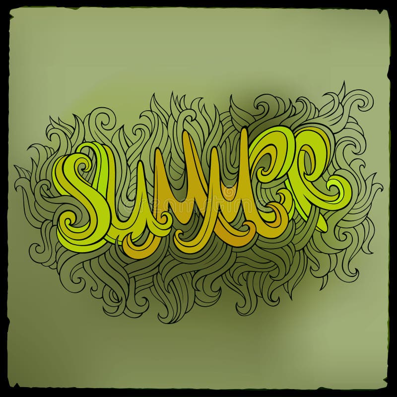 Summer Hand Lettering and Doodles Elements Stock Vector - Illustration ...