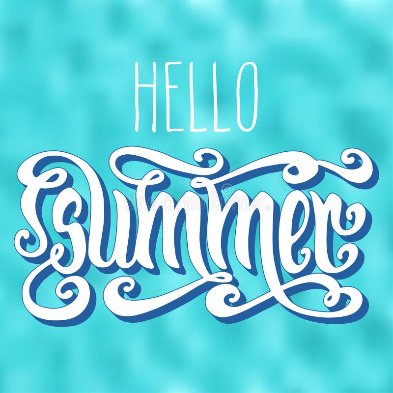 Summer Hand Drawn Lettering Stock Vector - Illustration of card ...