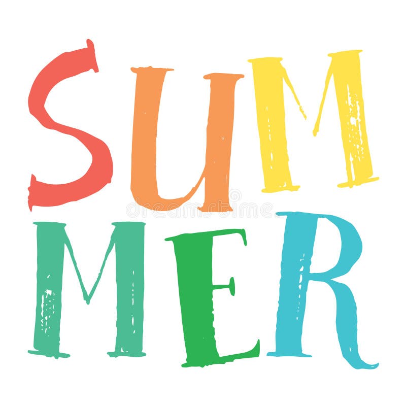 Summer, Hand Paint Vector Lettering on a White Background Stock Vector ...