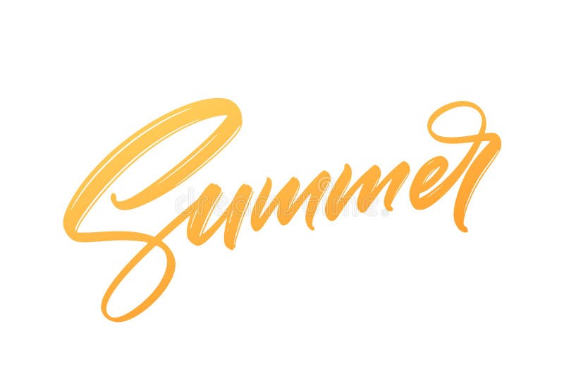 Summer Handwritten Brush Stroke Acrylic Paint Lettering. Vector ...
