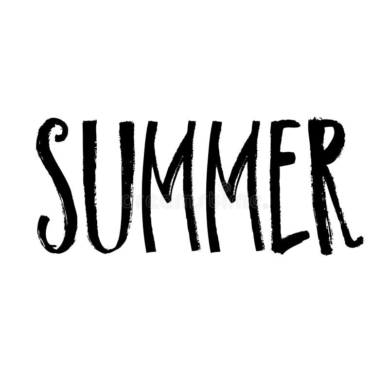 Summer Handwritten Brush Stroke Acrylic Paint Lettering. Vector ...