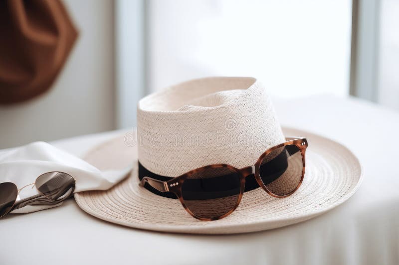 Summer Hat and Glasses. Illustration AI Generative Stock Illustration ...