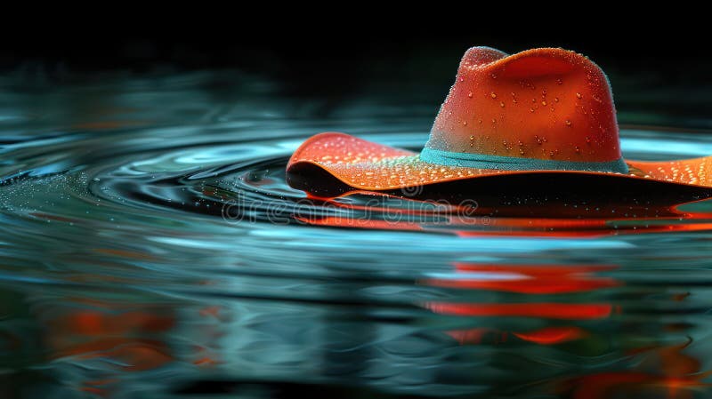 Summer Hat with Large Brim Fell into Water. Generative AI Stock Image ...
