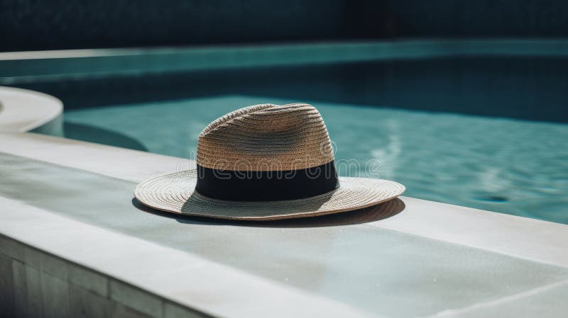 Summer Hat and Pool. Illustration AI Generative Stock Illustration ...