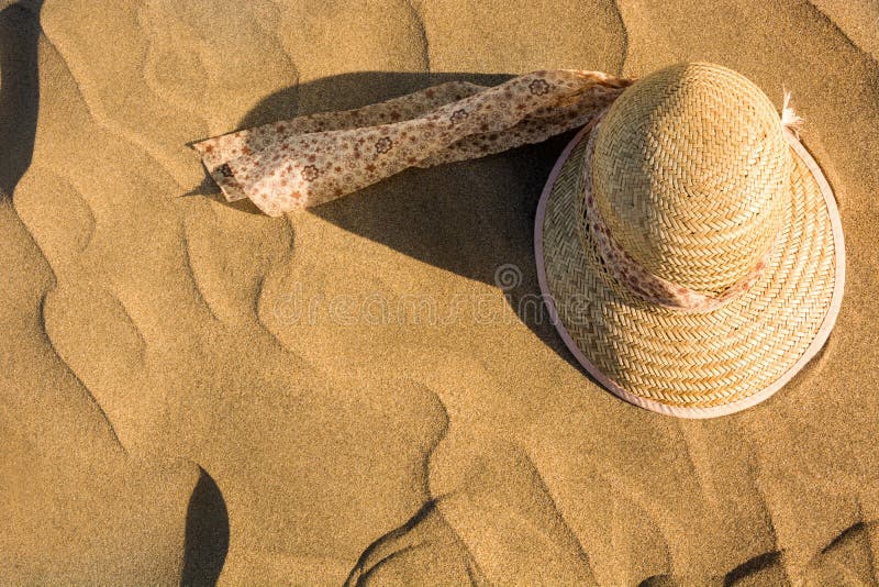 Summer Hat on Sand. Copyspace. Summer Concept Stock Image - Image of ...