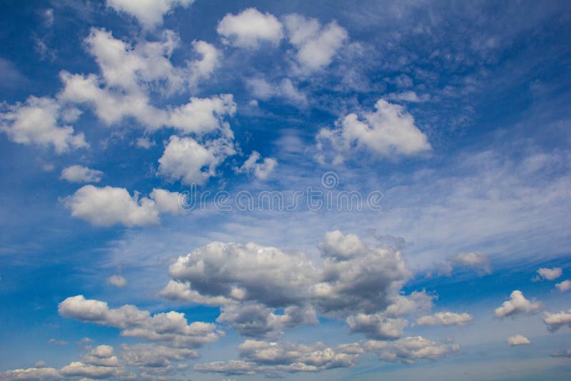 Summer High Blue Sky with White and Gray Clouds Stock Photo - Image of ...