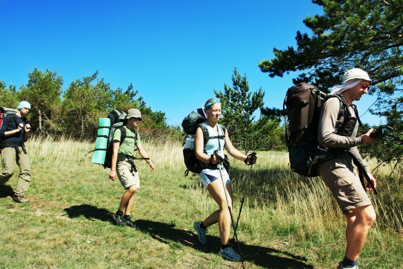 Summer hike stock image. Image of backpacker, farmland - 5184437