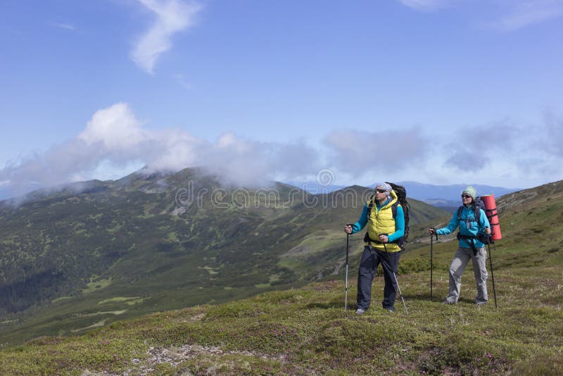 Summer Hiking in the Mountains with a Backpack . Stock Photo - Image of ...