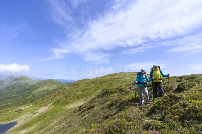 Summer Hiking in the Mountains with a Backpack . Stock Photo - Image of ...