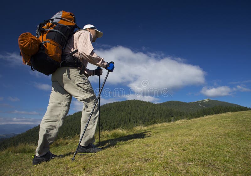 Summer hiking. stock image. Image of activity, climbing - 75939177