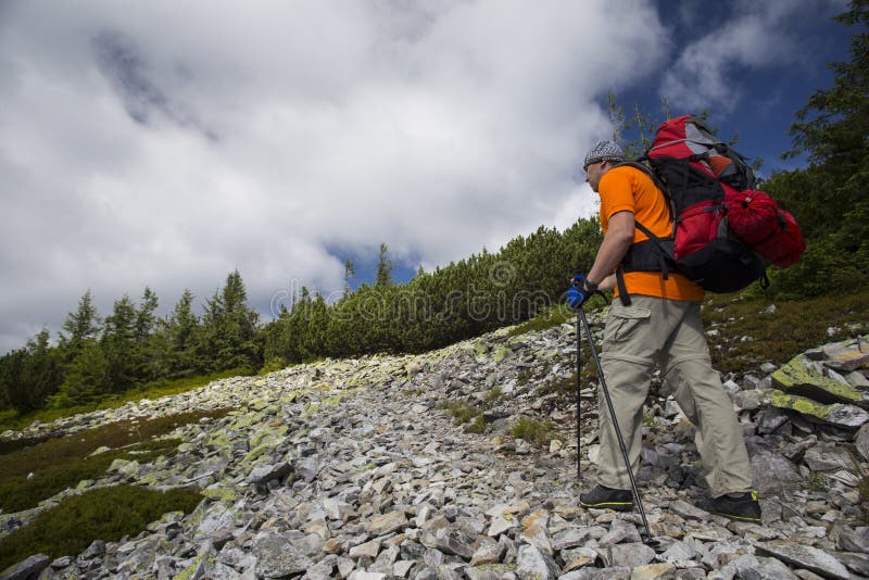 Summer hiking. stock image. Image of morning, backpack - 75939223