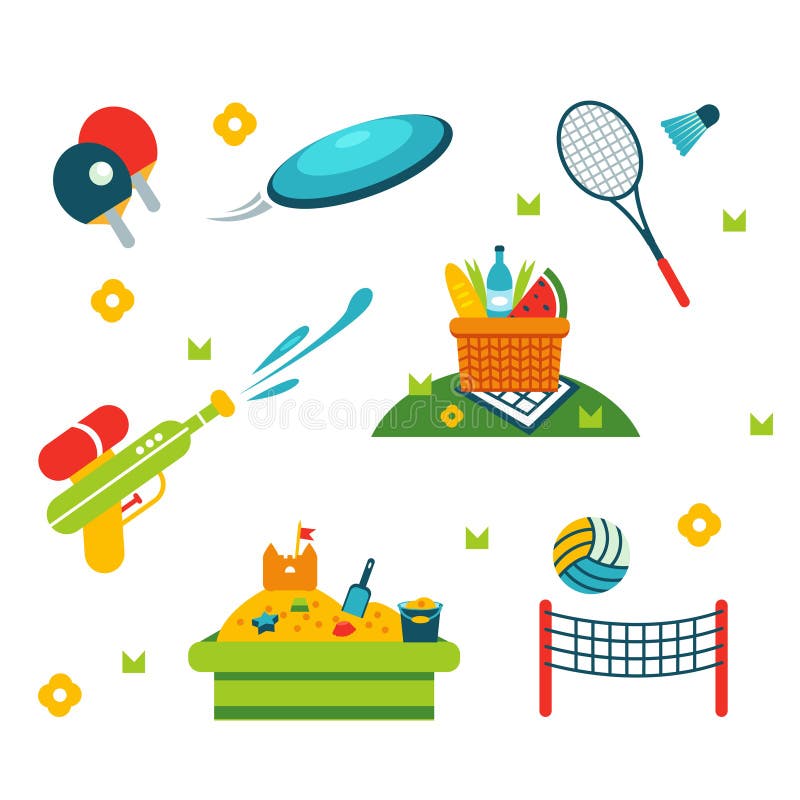 Summer Holiday Activity Symbols Set. Vector Illustration Set of ...