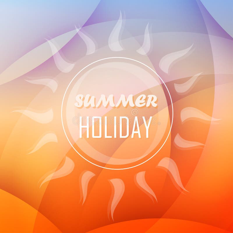Summer Holiday Background with Sun, Flat Design Stock Illustration ...