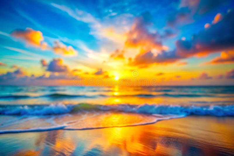 Summer Holiday Concept Beach Sunset Sky Blur Background Stock ...