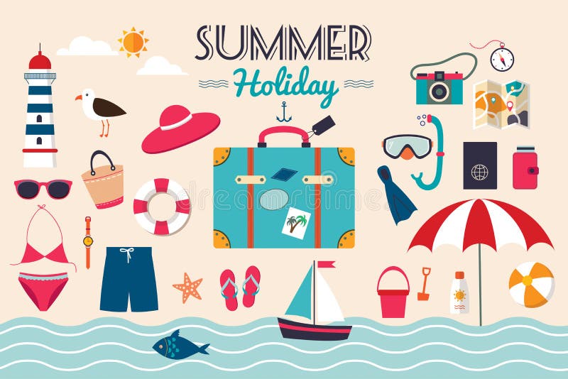 Summer Holiday Elements Collection Stock Vector - Illustration of ...