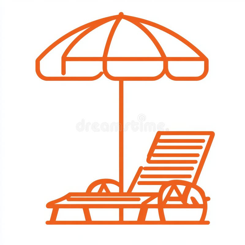 Summer Holiday Scenery Includes a Sun, Umbrella, and Lounge Chair Stock ...