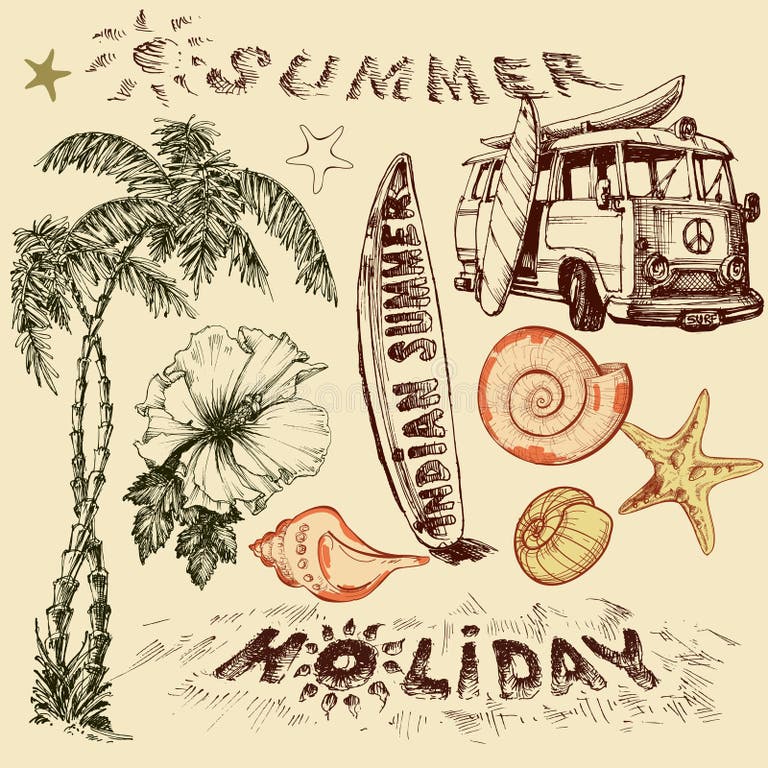 Summer holiday set stock vector. Illustration of hobby - 75255237