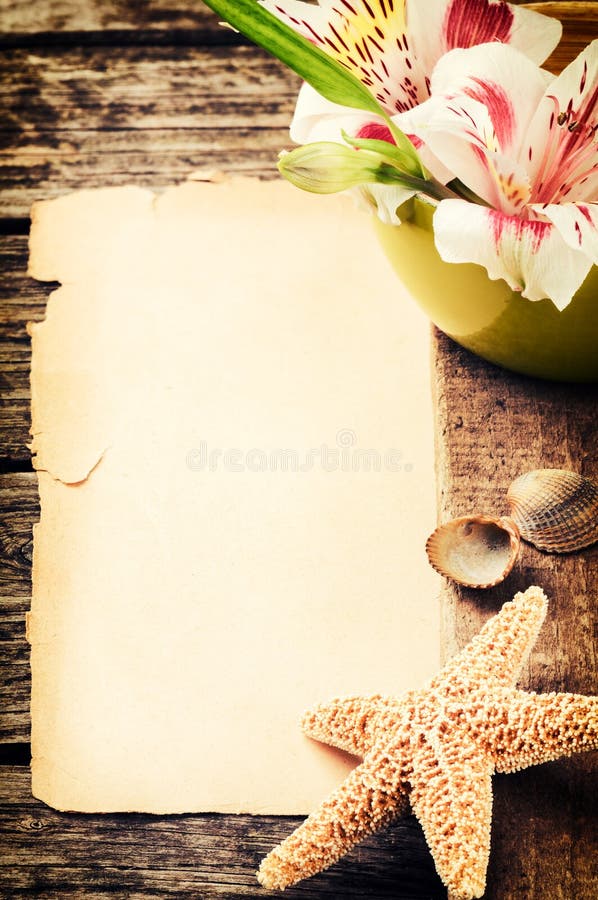 Summer Holiday Setting with Tropical Flowers Stock Photo - Image of ...