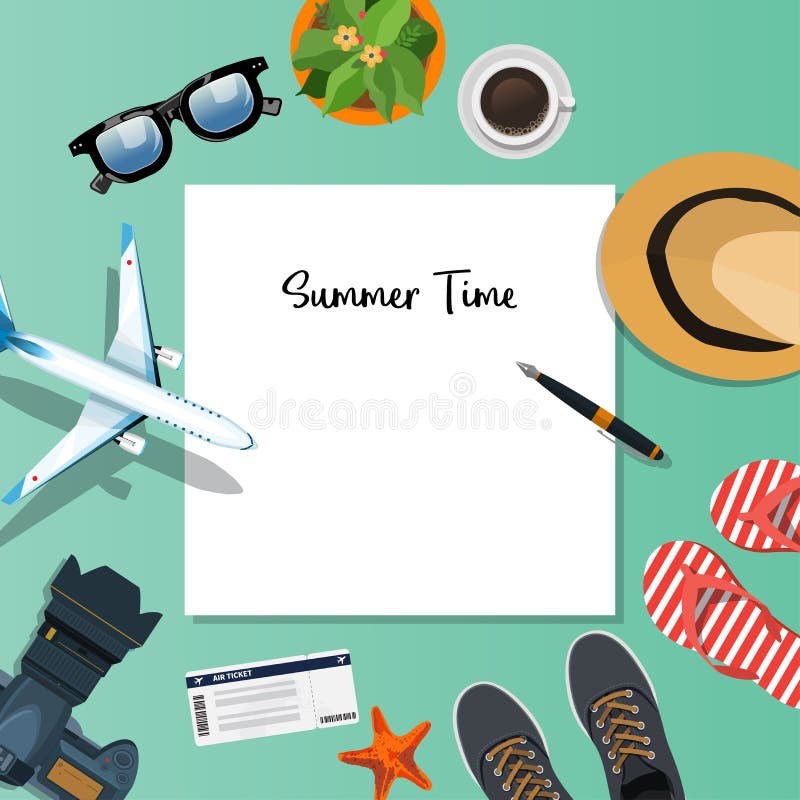 Summer Holiday Vacation Concept, Plan Illustration Stock Illustration ...