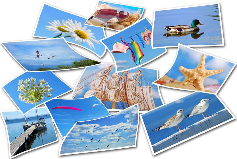Summer Holidays Photos Collection on White Stock Image - Image of ...