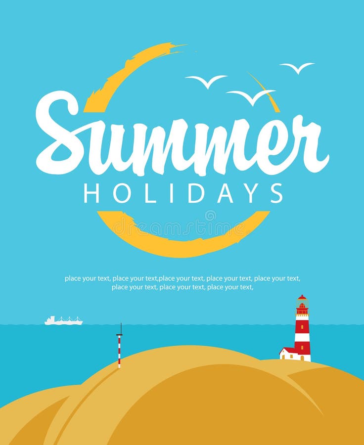 Summer holidays with sea stock vector. Illustration of banner - 69304781
