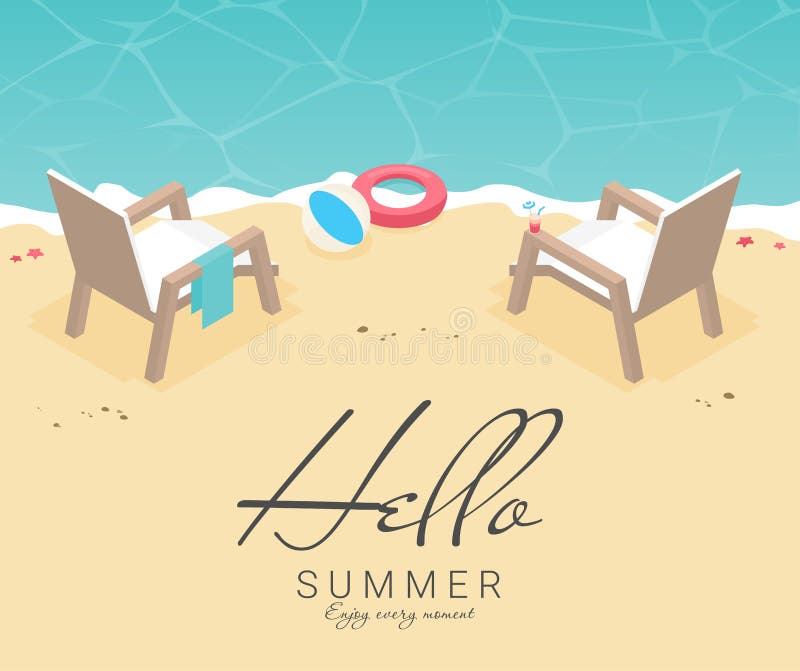 Summer Holidays Vector Illustration,flat Design Beach Stock Vector ...