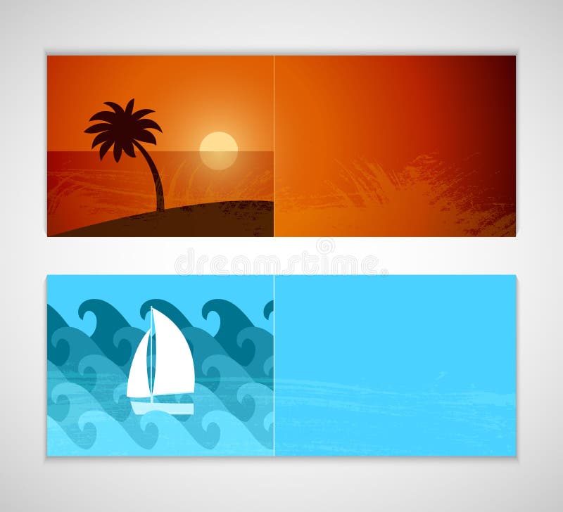 Tropical Beach Web Banner Templates Stock Vector - Illustration of ...