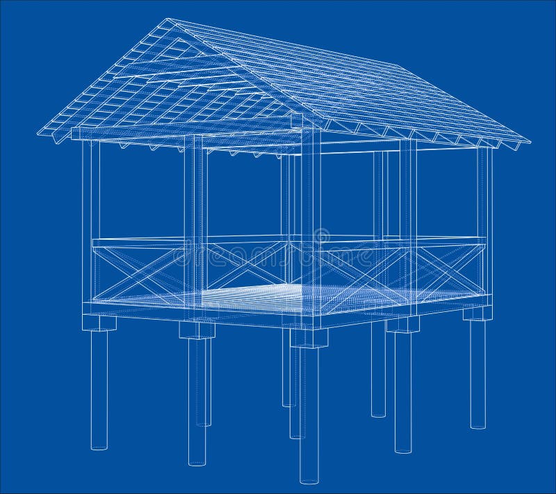 Summer House Sketch. Vector Stock Vector - Illustration of architect ...