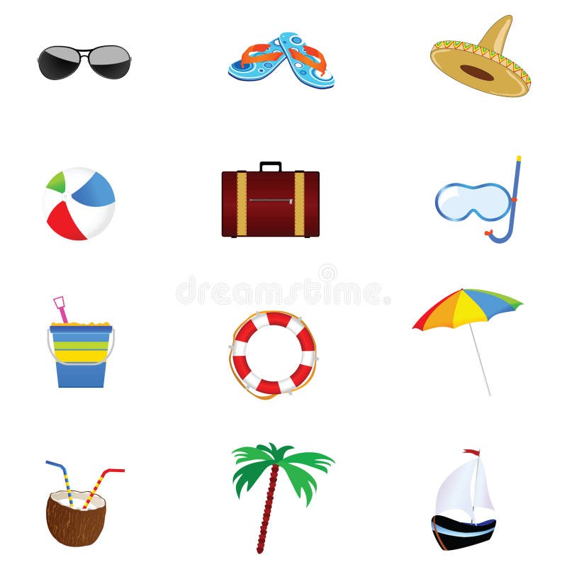 Summer icon art part two stock vector. Illustration of palm - 47561258