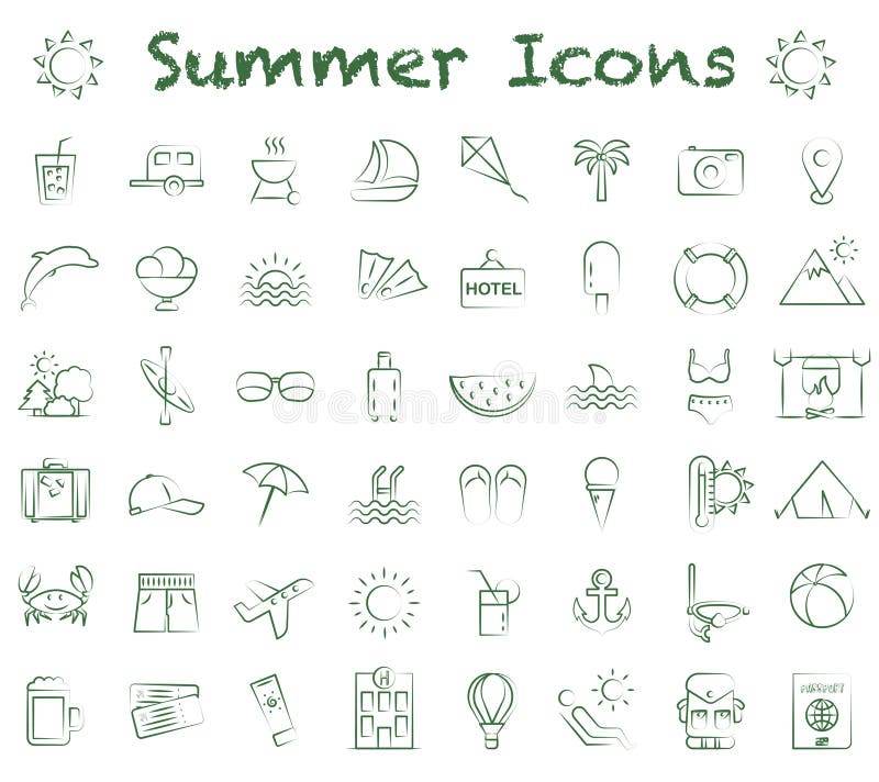 Summer Icon. Green Thin Line. Tourism Symbol Stock Vector ...