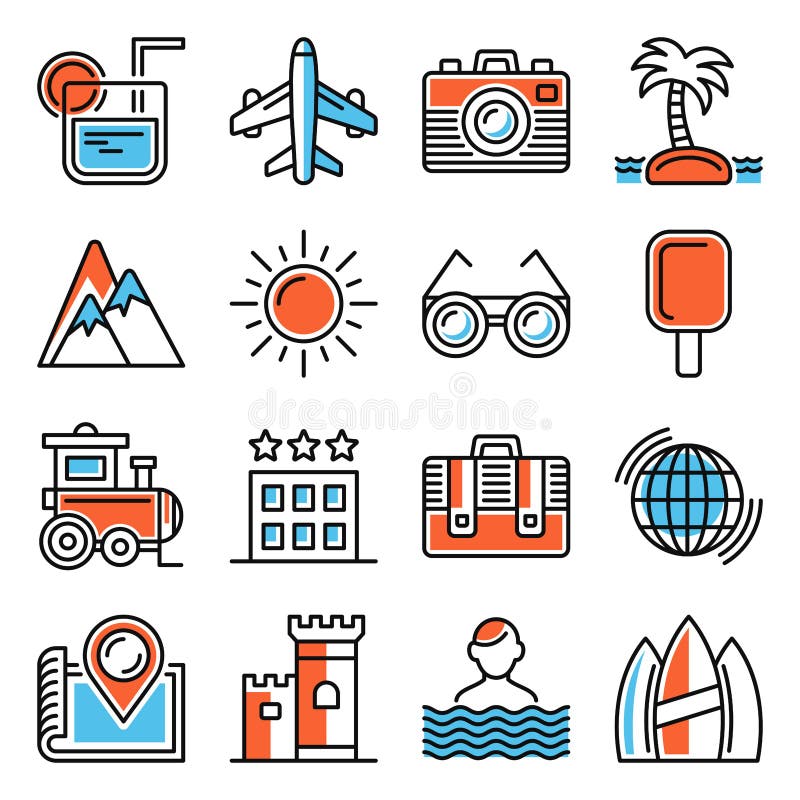 Summer Icon Line Set on White Background. Vector Stock Vector ...